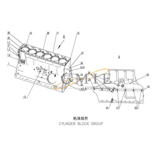 China C02AL-02AL602 cylinder liner XCMG LW600KN wheel loader parts ...