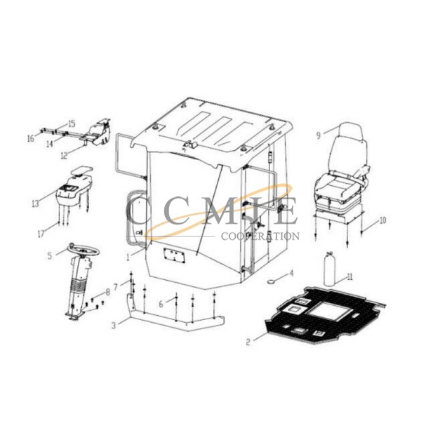 China 252910973 Steering column assembly for XCMG LW300KV loader cab ...