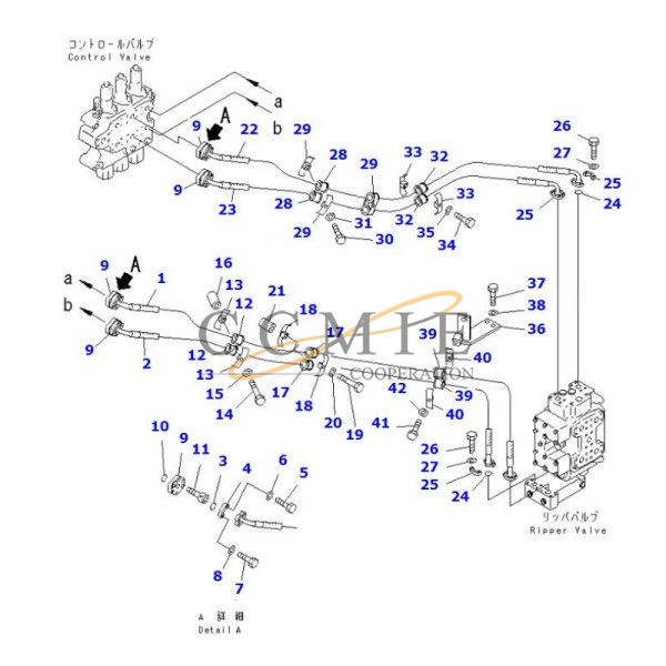 China 07124-00621 hose D375A-3 bulldozer ripper line parts ...